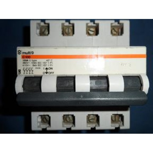 Merlin Gerin Multi 9 C100 100A Four Pole MCB